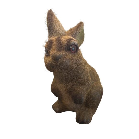 Unique Vintage | Accents | Vintage Flocked Rabbit Coin Bank With Brown ...